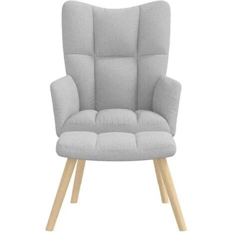 Fauteuil de relaxation gris nuage et son pouf repose-pieds design ...
