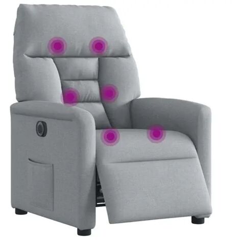 Fauteuil de massage electrique inclinable en tissu gris clair Confort+ ...