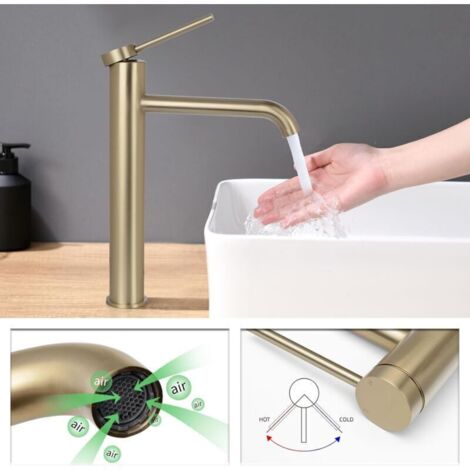 Robinet Salle de Bain, Mitigeur Lavabo en Acier Inoxydable avec Bec ...