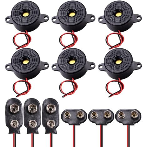 6 x Electronic Alarm Buzzer, 12V Electronic Buzzer Alarm Sounder + 9V ...