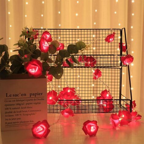 Guirlande lumineuse LED rose artificielle decoration de table fete ...