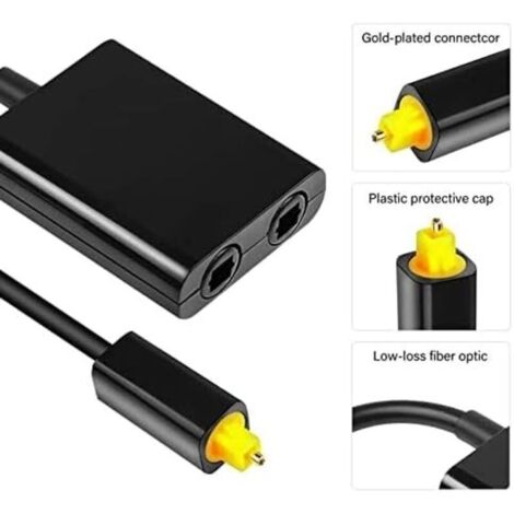 Câble Optique Audio Splitter 1 en 2 sorties Répartiteur de câble audio ...