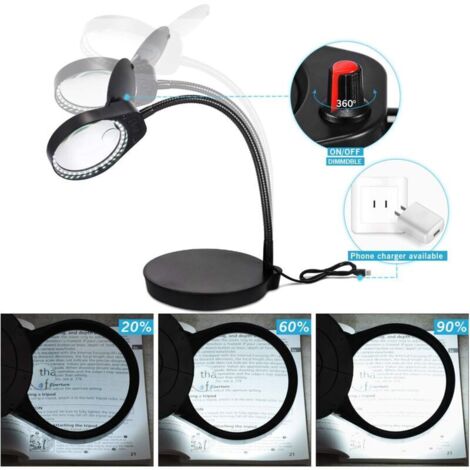 Lampe Loupe sur Pied 2 en 1 3x 10x Loupe de lecture avec Support LED ...