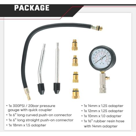 Kit de testeur de compression pour moteur à essence 9 pcs - RWKit pour ...