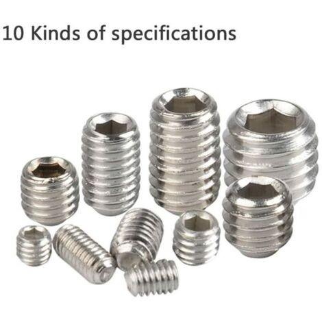 200Pcs Vis Allen Acier Inoxydable Vis Sans Tête Hexagonale Set ...