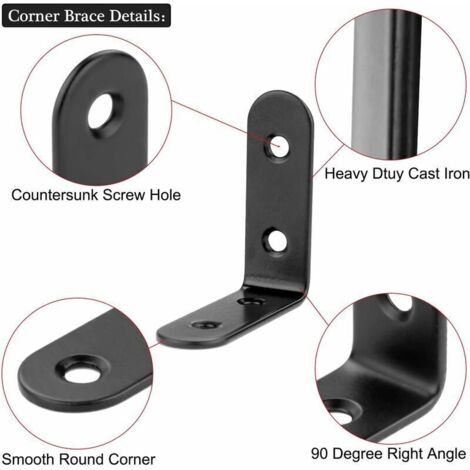 30pcs Supports de Fixation en Acier Inoxydable Noir 50x50x2mm, Renforts ...