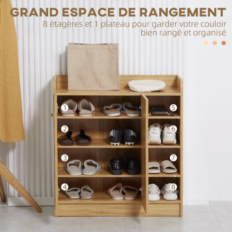 Meuble chaussures 4 niches ouvertes et placard double porte modulable ...