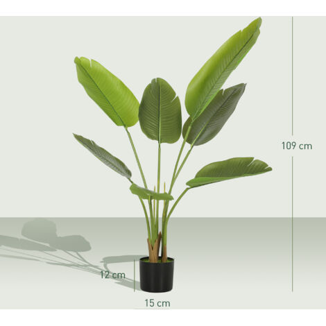 Plante artificielle Oiseau de Paradis de 109 cm, faux bananier avec ...