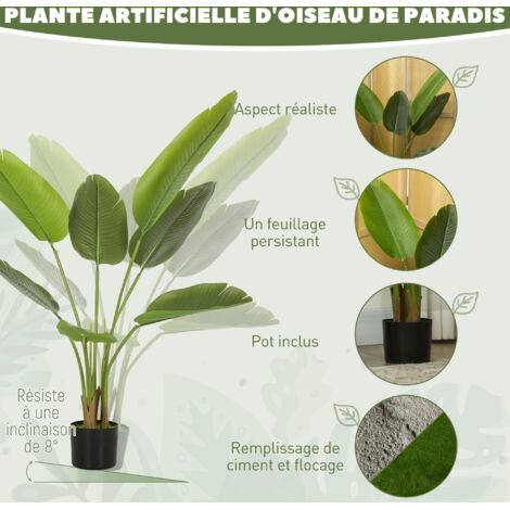 Plante artificielle Oiseau de Paradis de 109 cm, faux bananier avec ...