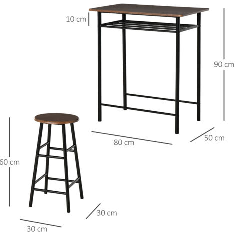 Ensemble table de bar design industriel + 2 tabourets en MDF imitation ...