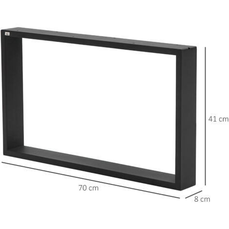 Pieds de table rectangulaires en acier noir style industriel 70x8x41 cm ...