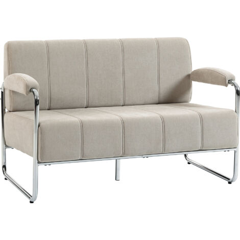 Canapé design 2 places en chenille beige avec structure acier robuste ...