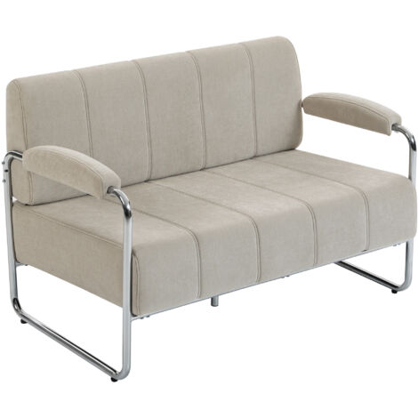 Canapé design 2 places en chenille beige avec structure acier robuste ...