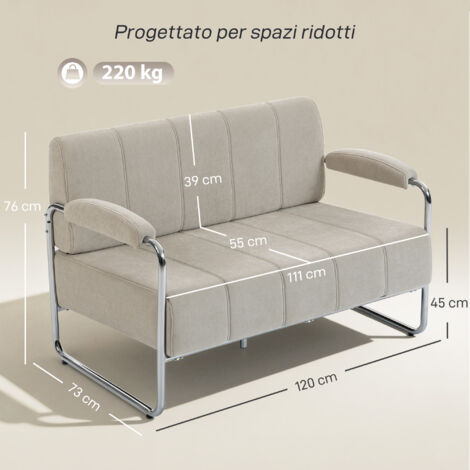Canapé design 2 places en chenille beige avec structure acier robuste ...