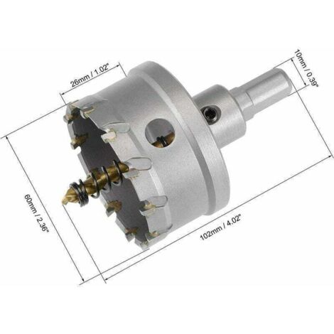 Fraise-trepan carbure 60 mm pour acier inoxydable, tige triangulaire ...