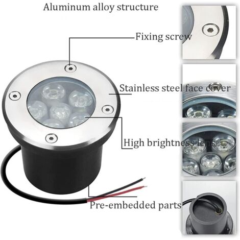 Spot encastré extérieur LED 24V 12W étanche IP67 luminaire de cour ...