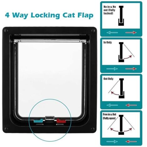 (XL, Noir)Chatière pour Chat avec magnétique à 4 Voies, Porte pour ...