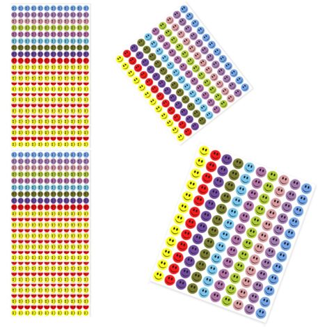 2400 Feuilles Gommettes Rondes, 10 Couleurs Gommettes Smile, Couleur ...