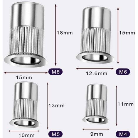 Écrou à Rivet Fileté en Acier Inoxydable, Tête Plate, 50 Pièces, M6 ...