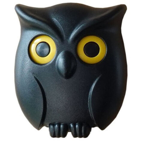 Lot de 2 porte-clés muraux aimantés en forme de hibou, noirs