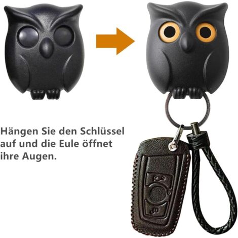 Lot de 2 porte-clés muraux aimantés en forme de hibou, noirs
