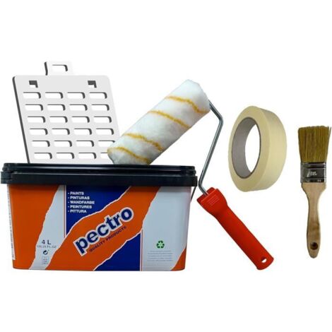 Peinture - PECTRO - Set Peinture 4L - Mat - Acrylique - Intérieur/Extérieur