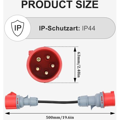 CHRI-Adapter für hohe Ströme, CEE 32A auf 16A Adapter, 5 x 2,5 mm² 16A ...