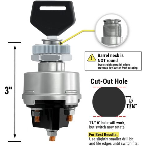 Universeller 4-Positionen-Zündschlüsselschalter für 12V Pkw, Lkw ...