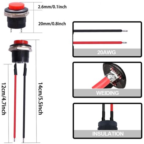 10 Stück 12-mm-Momentan-Drucktaster, Mini-Hupen-Drucktaster, runder ...