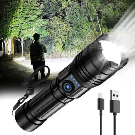 Rechargeable LED handheld torch, USB handheld torch with zoom ...