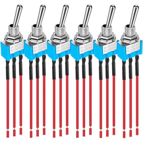 Pack of 6 pre-wired MTS-103 blue mini toggle switches, 125VAC 6A, 3-pin ...