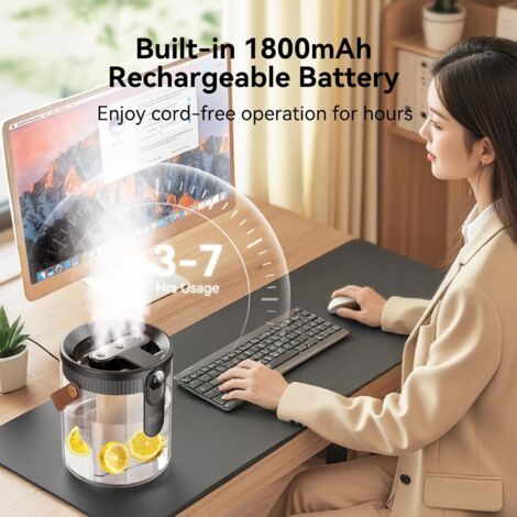 Portable rechargeable top-fill humidifier, smart bedroom humidifier ...