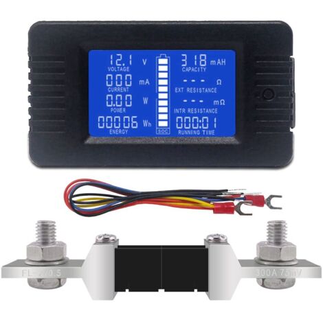 Digital LCD Multimeter Energy Monitor Voltage Current Cap Ohm Hour SOC ...