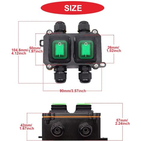 IP66 Waterproof DPST 12V DC 20A 8-Pin 2-Position On/Off Outdoor Rocker ...