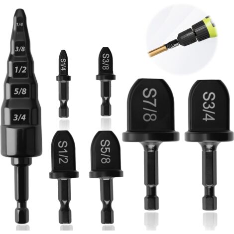 7-piece HVAC copper pipe ignition drilling tool set, 5-in-1 swaging ...