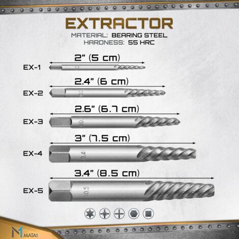 Left-Handed Pin Set - 10 Pieces, Silver and Gold - Metal Extractor Bits ...