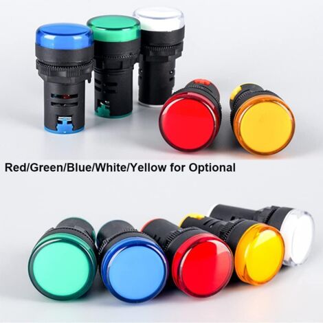 Pack of 12 LED power indicators, 22 mm, 220 V-380 V AC/20 mA, LED ...