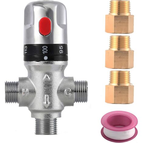 Thermostatic mixing valve, shower water mixing valve, with 1/2"G to 1/2 ...