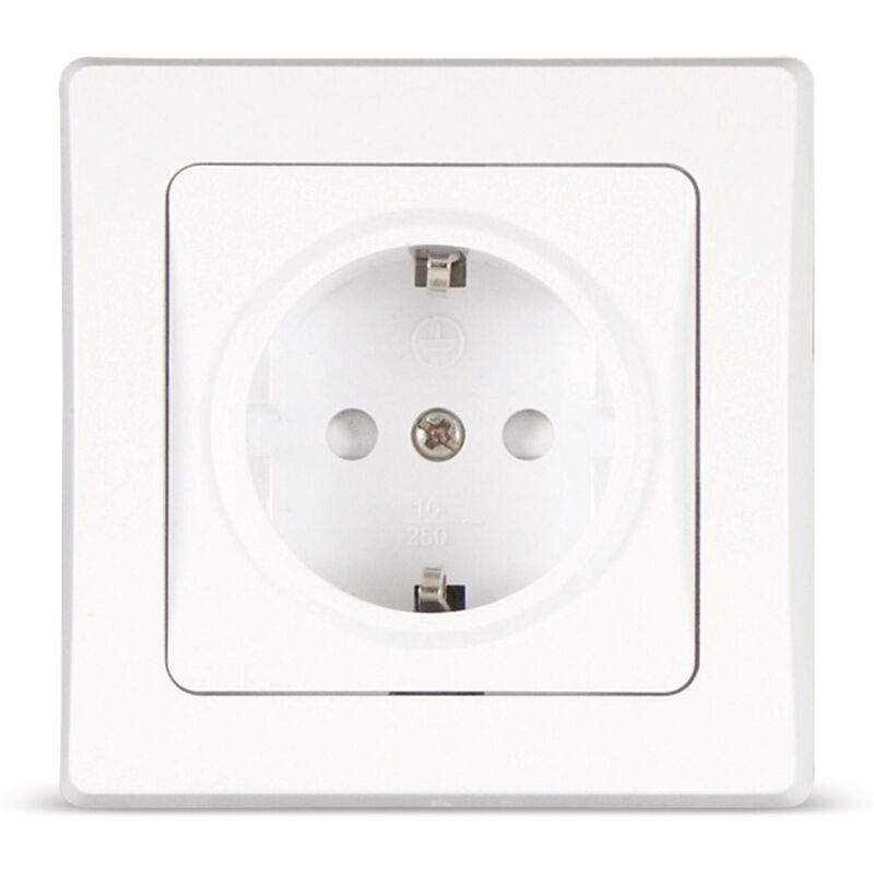 Prise de courant avec contact de protection Delphi avec cadre simple, blanc