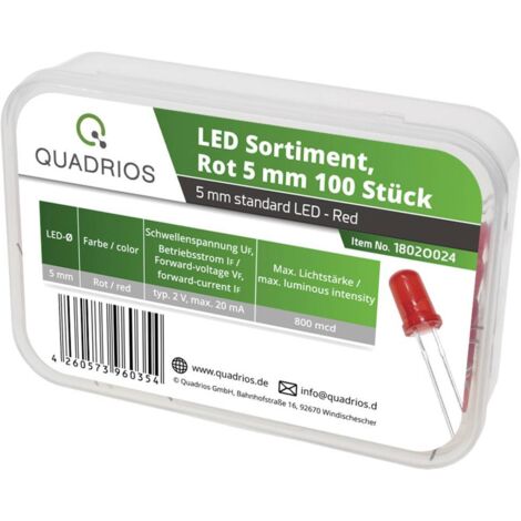 Quadrios Assortiment de LEDs rouge 5 mm 20 mA 2.0 V C001772