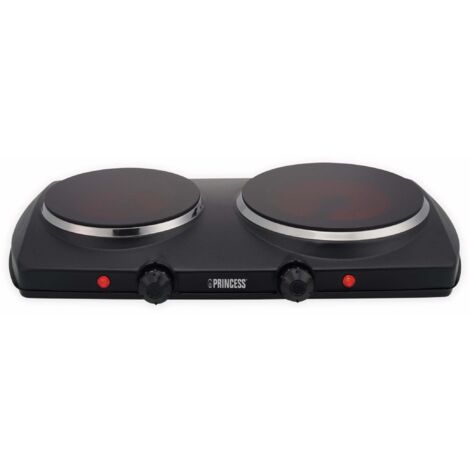 PRINCESS Plaque double 303021, noire, 2000 W