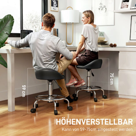 Rollhocker höhenverstellbar mit Rückenlehne Drehhocker 59-75 cm ...