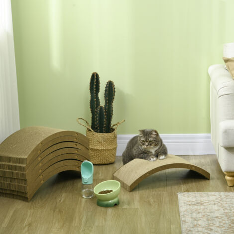 Kratzbrett-Set für Katzenlaufrad, belastbar bis 5kg, 55x25,5x3cm, Braun