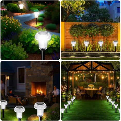 Lot de 6 Lampes Solaires Extérieures, Piquets de jardin, éclairage d ...