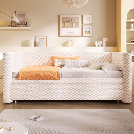 Lit banquette extensible 90-180x200x68cm avec LED intégrée,Canapé lit ...