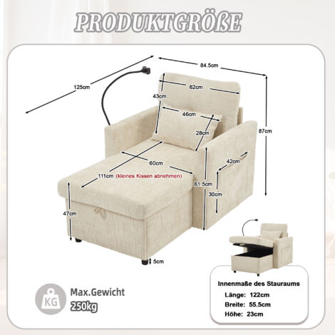 Canapé multifonction avec repose-téléphone,fauteuil de détente chenille ...
