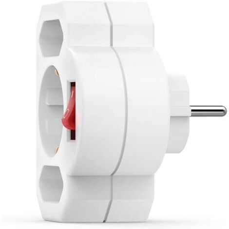 Adaptateur multiprise 3 prises, 1 prise avec contact de terre / 2 ...