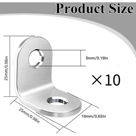 10 Pack Stainless Steel Angle Brackets, Square Edge Angle Brackets ...