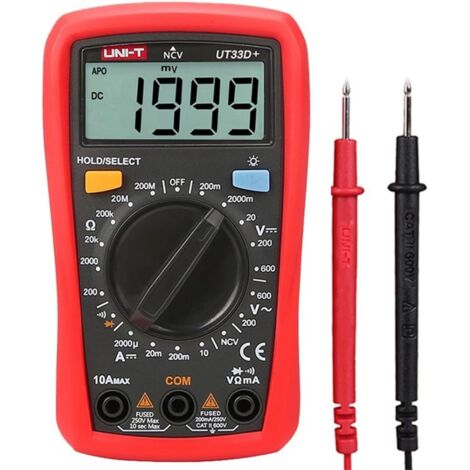 Multimètre de poche UT33D+, écran LCD, multimètre numérique, cordons de ...