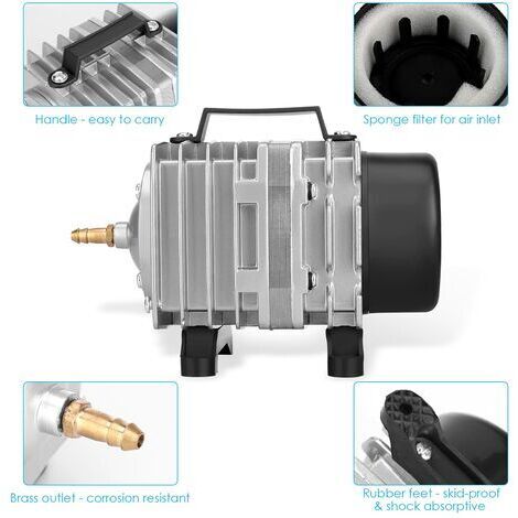 Pompe à air d'aquarium 1250 GPH compresseur 35W à grand débit d'air ...